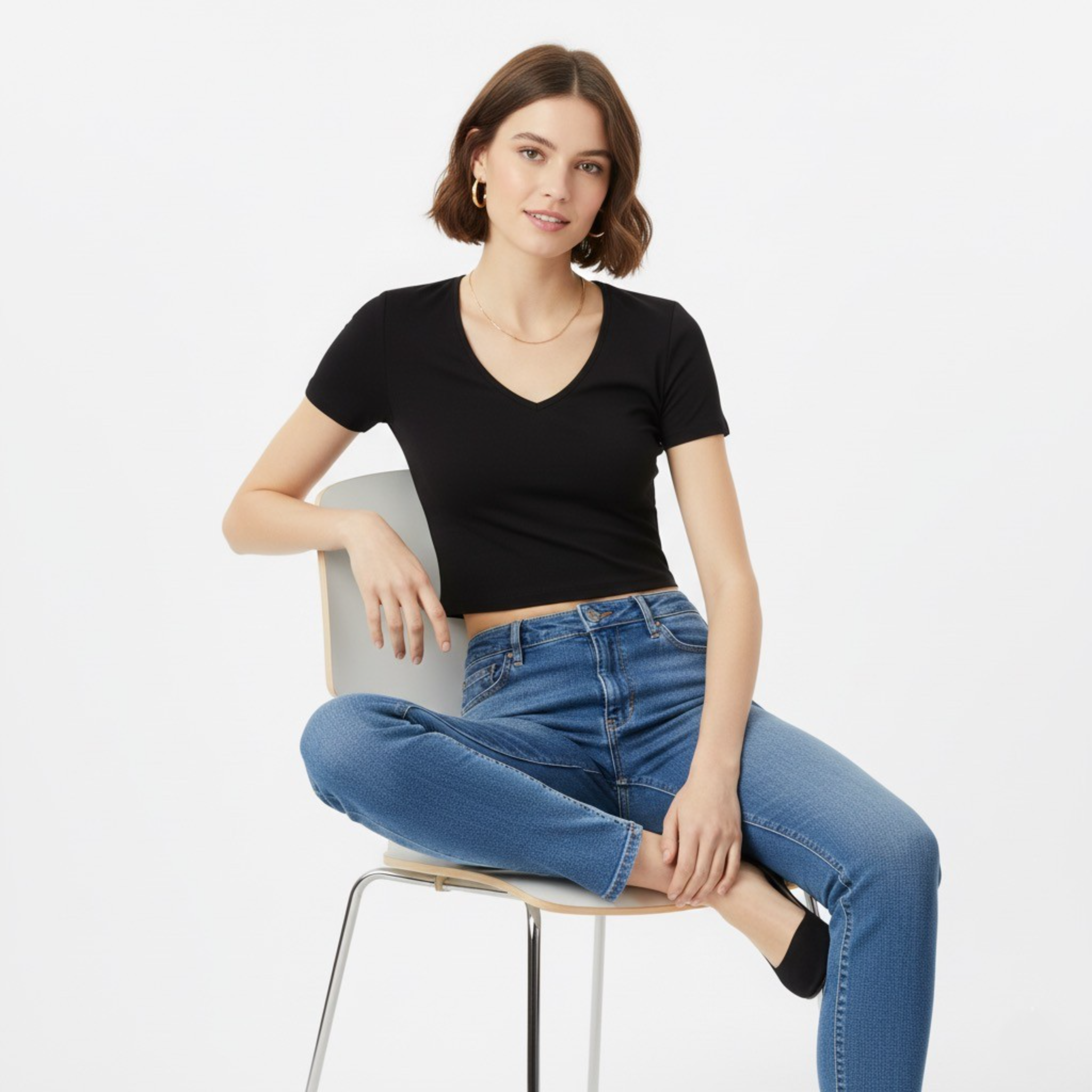 V Neck crop Top Slim FIT Black – Attire Sense
